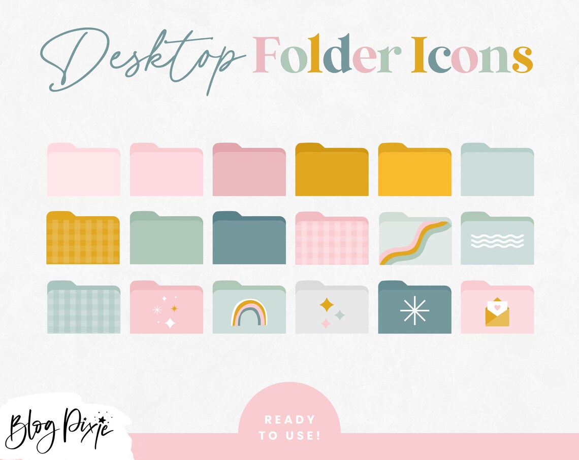 Desktop Folder Icons Pastel Rainbow - Cute Aesthetic Mac Desktop - PC ...