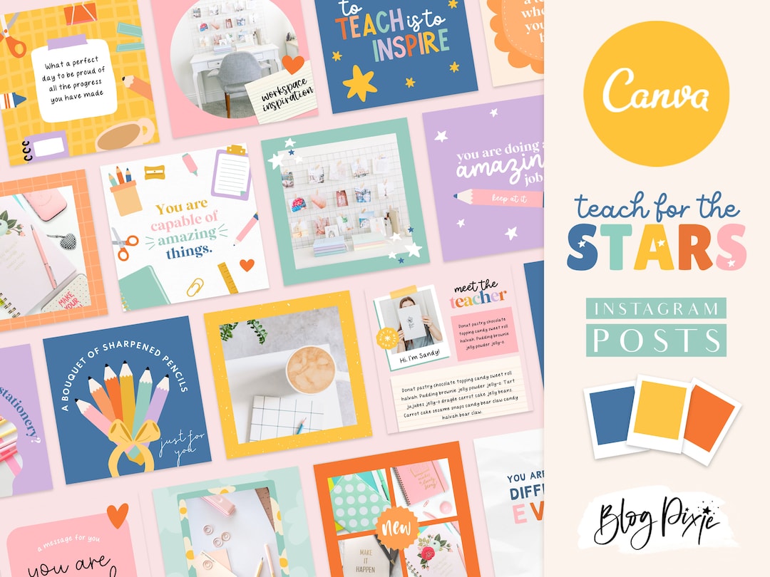 Teacher Instagram Post Templates Canva Teacher Social Media Posts Pack ...