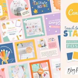 Teacher Instagram Post Templates Canva Teacher Social Media Posts Pack ...