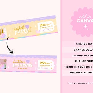 Pastel Party Etsy Banner Templates - Canva Editable Shop Banners for ...