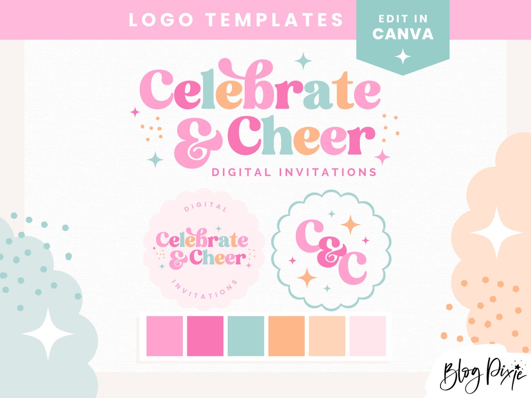 Pastel Logo Design Canva Small Business Logo Template Bright Pastel ...