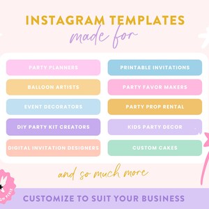 Pastel Party Instagram Templates - Magical Fun Canva Templates for ...