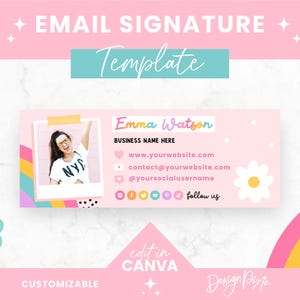 Rainbow Email Signature Template Canva - Small Business Email Design ...