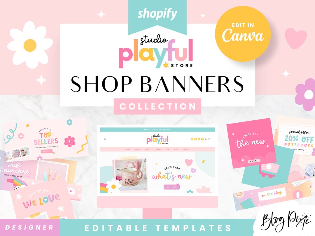 Shop Banner Templates Canva Shopify Store Banner Designs Rainbow ...