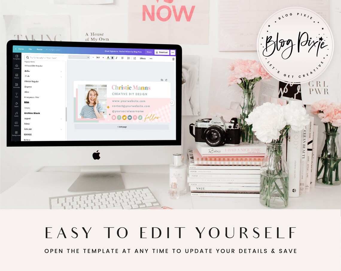 Email Signature Template Canva - Pastel Rainbow Colorful Branding ...