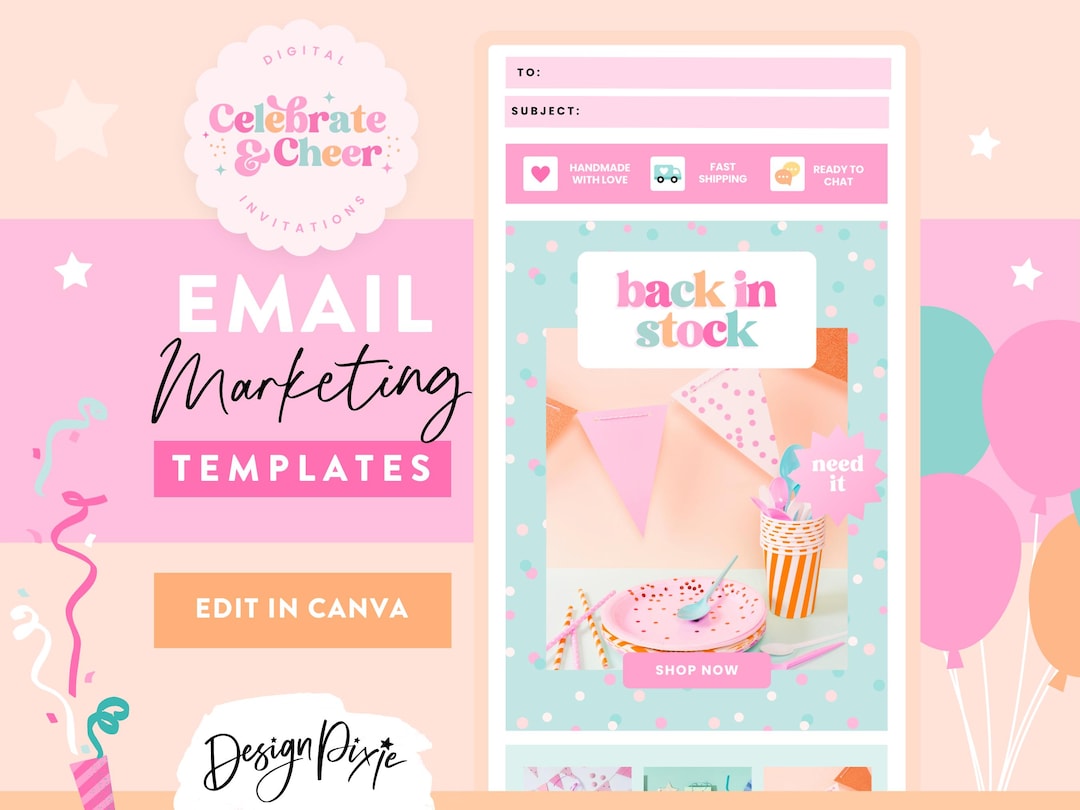 Bright Party Email Marketing Templates - Fun Bold Canva Email Designs ...
