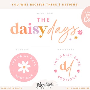 Daisy Logo Design for Small Business Logo Template Canva Editable Logo ...