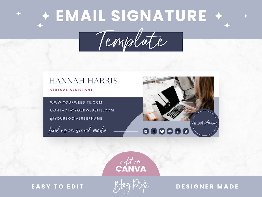 Virtual Assistant Email Signature Template - Canva Business Email ...