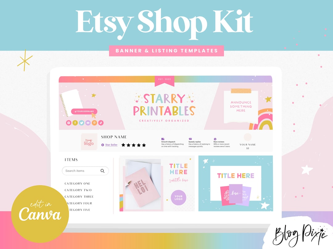 Etsy Shop Banner Kit Canva Etsy Banner Templates Etsy - Etsy