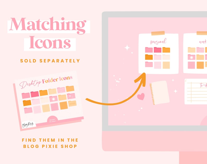 Desktop Organizer Wallpaper Pink Desktop Background Cute - Etsy