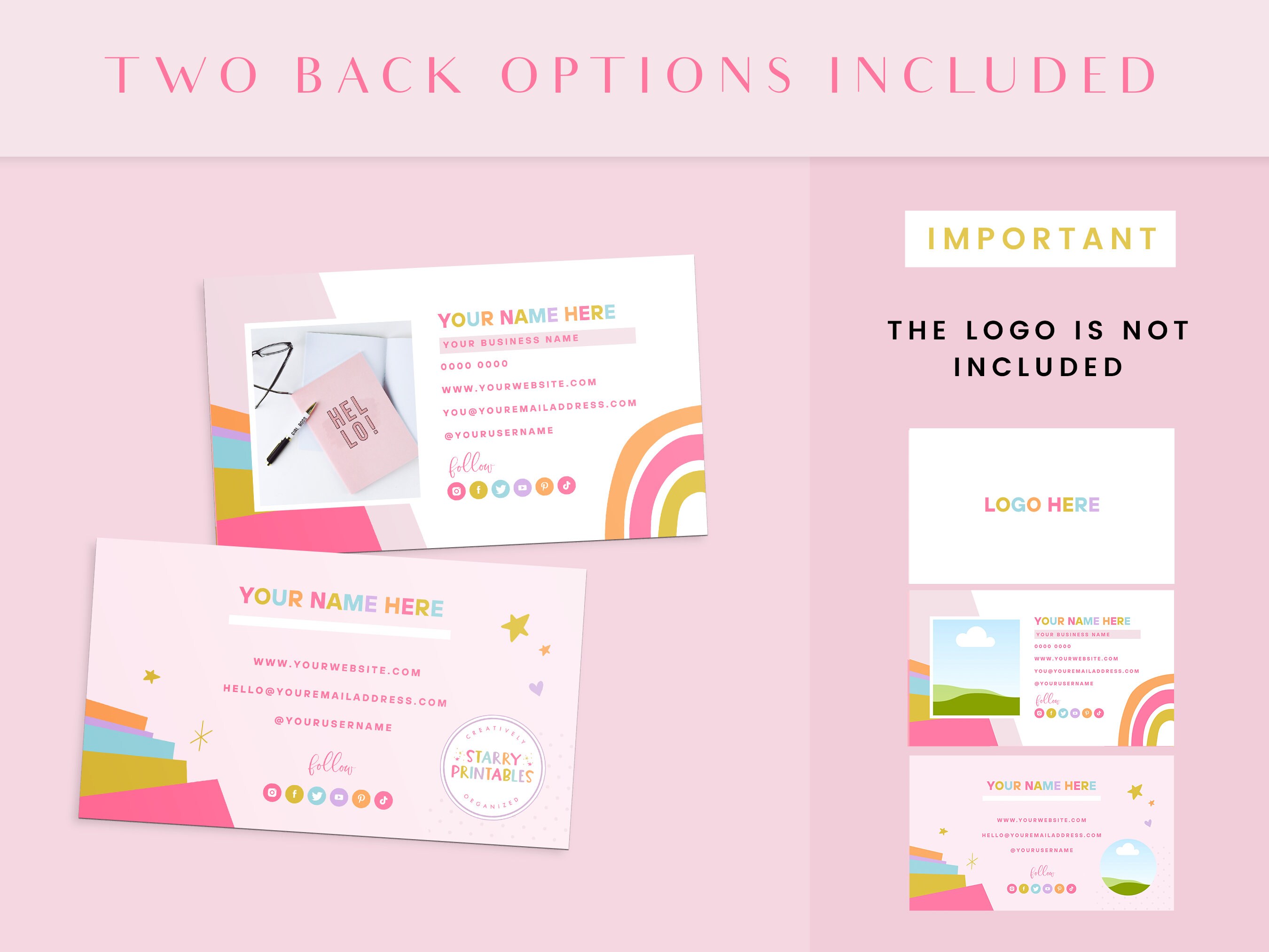 Business Card Template - Rainbow Branding - Canva Business Card Design ...