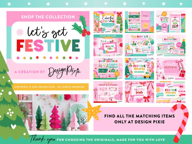 Colorful Christmas Clipart SVG Bundle - Cute Bright Holiday Graphics ...