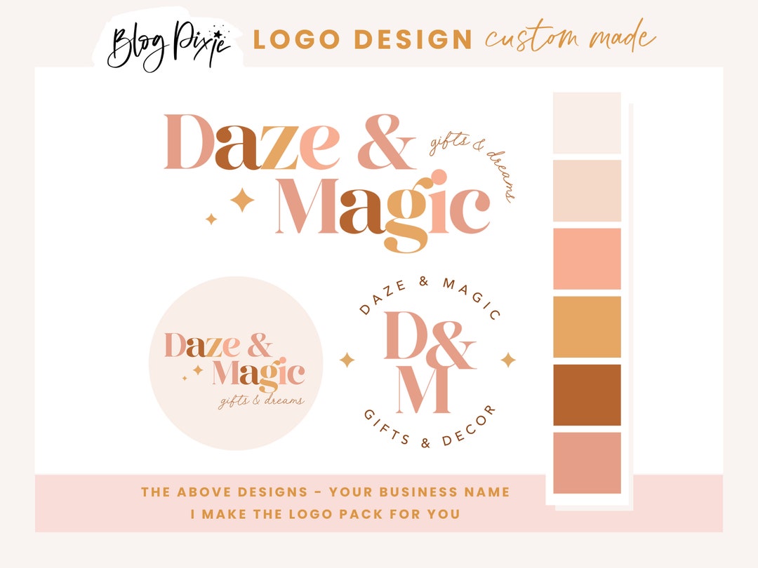Boho Retro Logo Business Logo Design Colorful Logo Small Business ...
