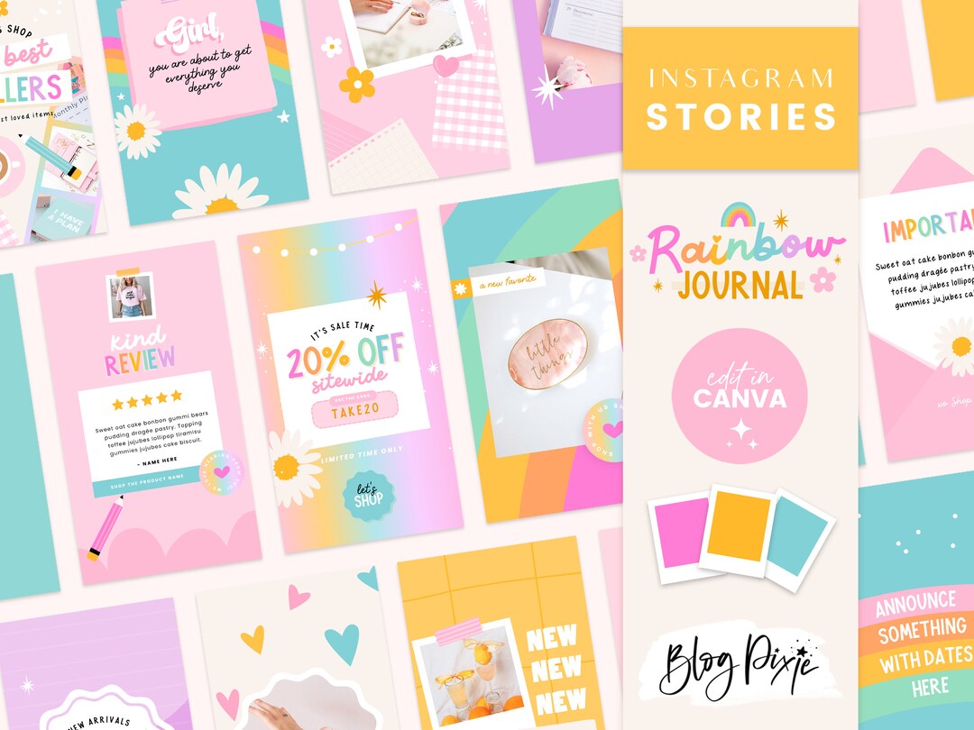 Rainbow Instagram Story Templates Canva Instagram Templates Positive ...