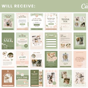 Cottagecore Email Marketing Templates Canva - Sage Green Newsletter ...