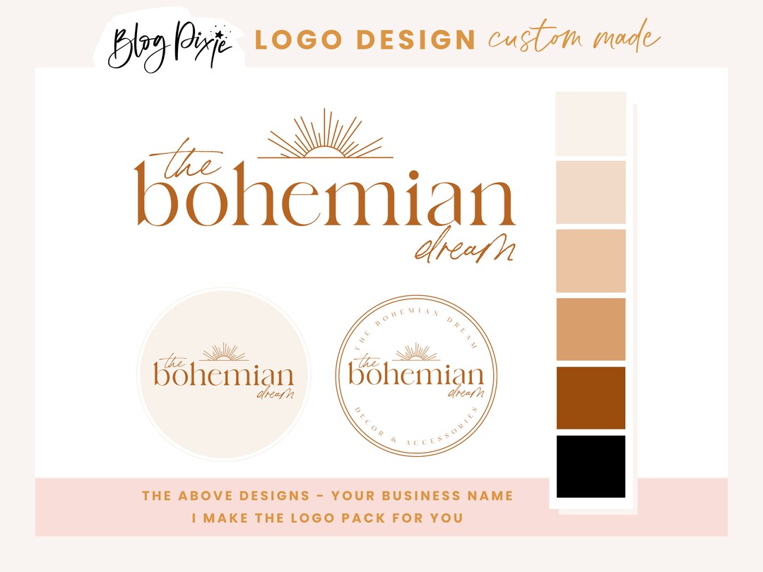 Boho Logo Design - Bohemian Branding - Watermark Logo - Boutique Logos ...