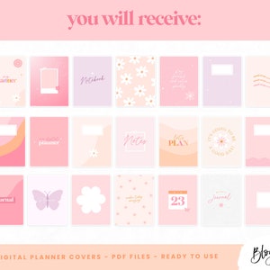 Digital Planner Covers Pink - Notebook Covers Goodnotes - 2023 Planner ...