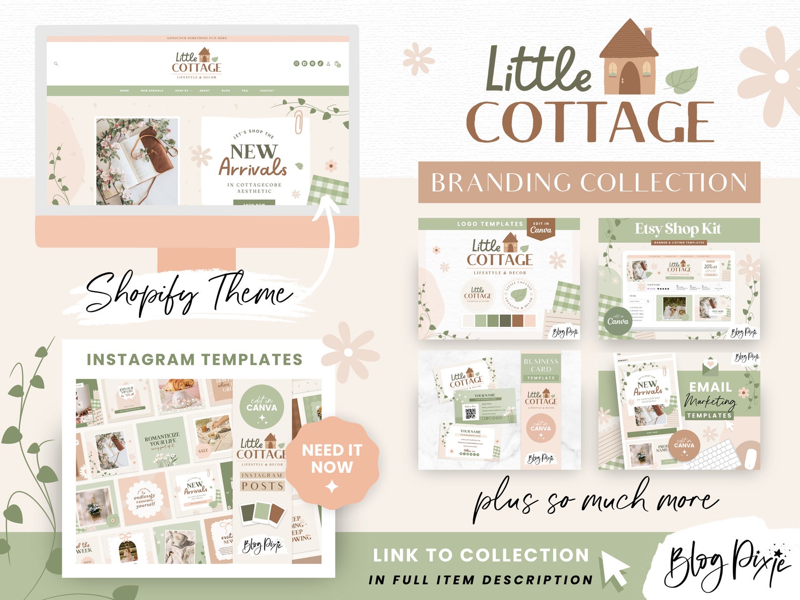 Cottagecore Logo Design Template Canva - Editable Logo Template - Small ...