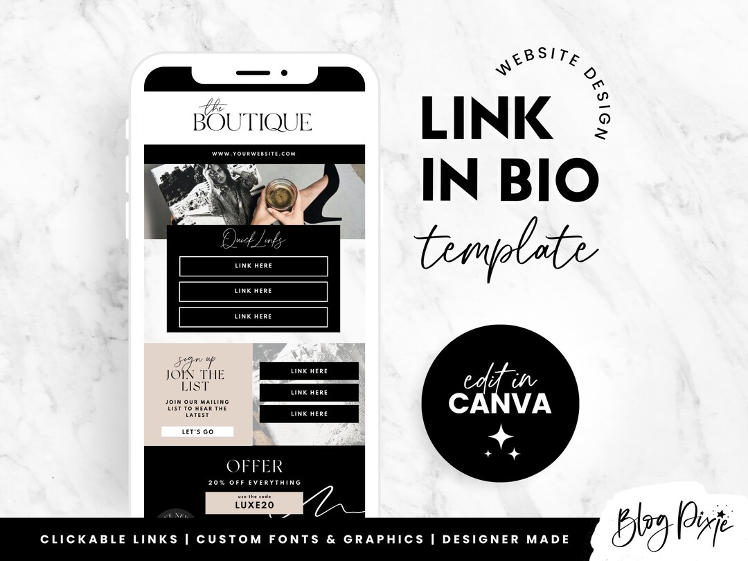 Link in Bio Website Template Canva - Instagram Landing Page - Modern ...