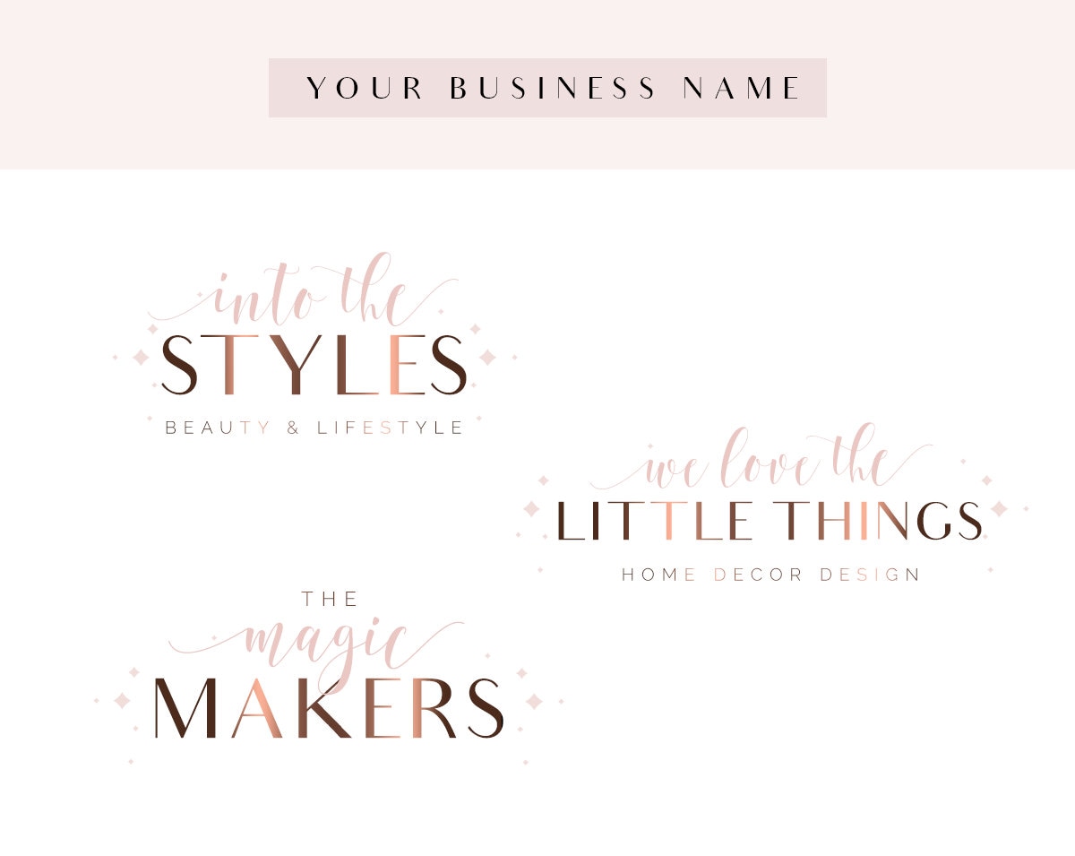 Rose Gold Logo Design - Pretty Logo - Feminine Logos - Branding Kit ...