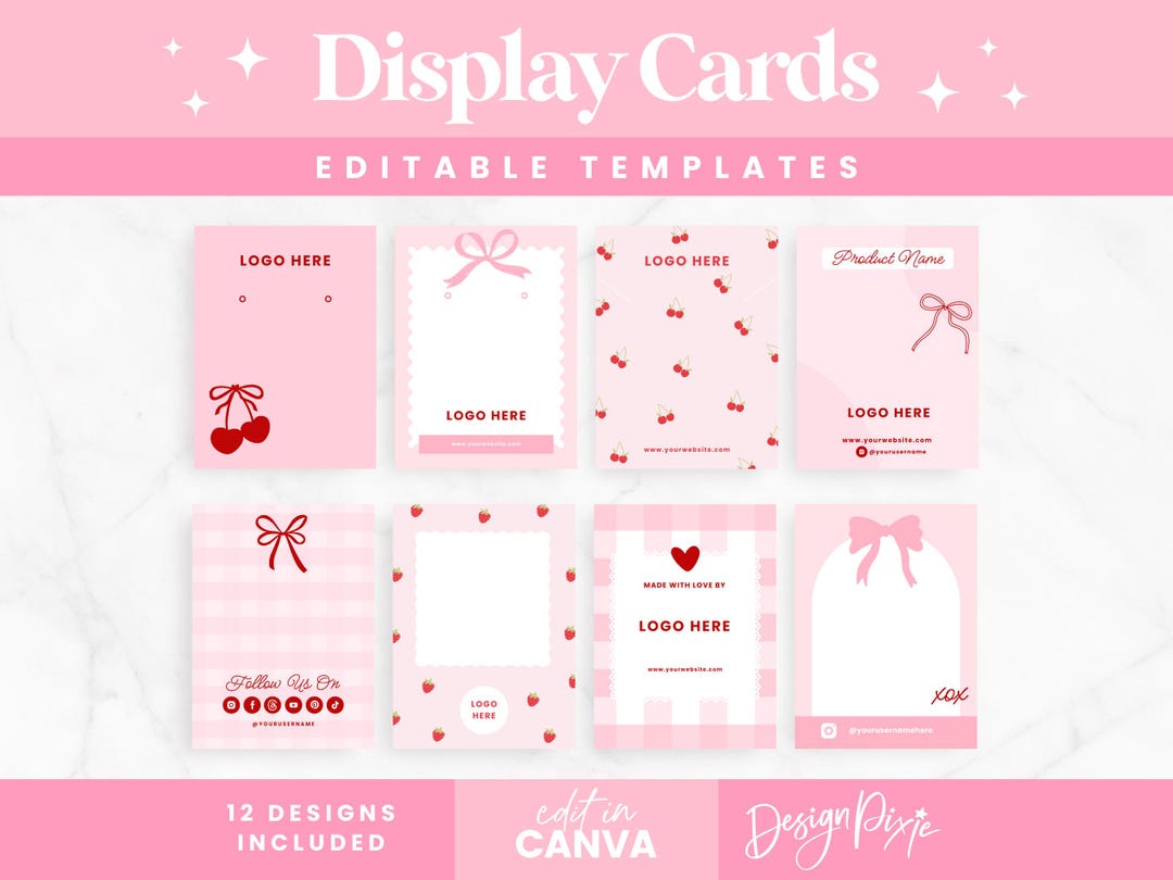 Coquette Display Card Templates Canva - Jewelry Backing Product Display ...