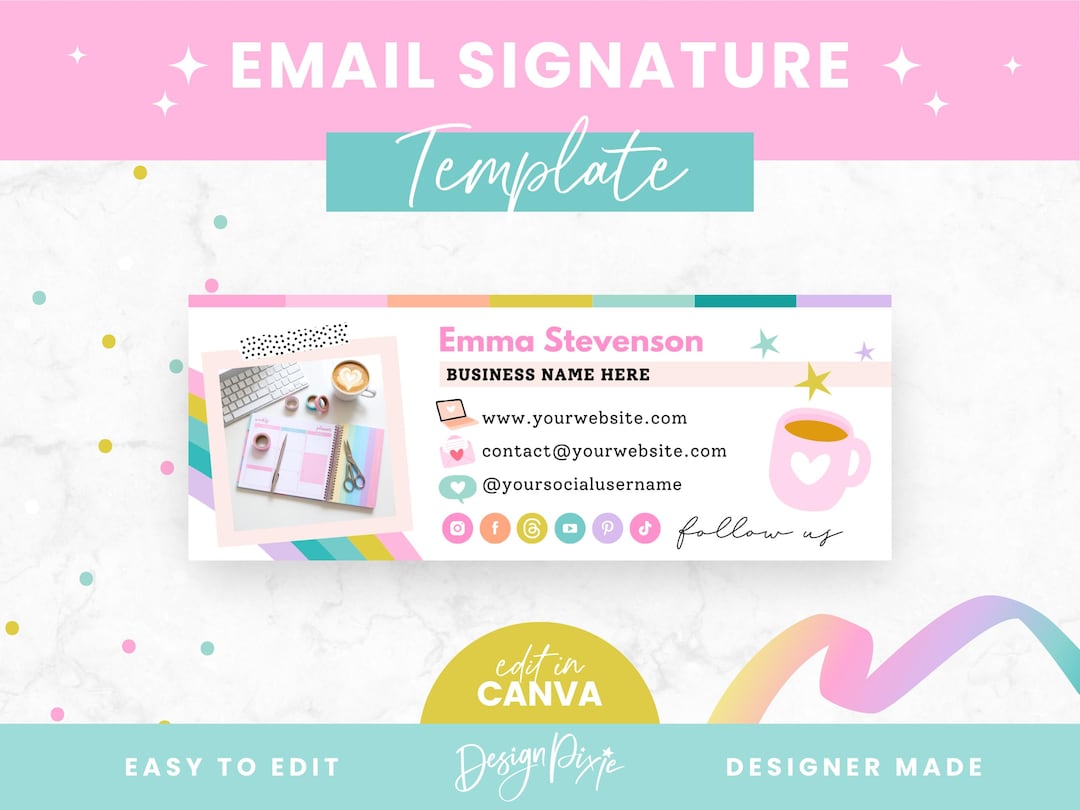 Bright Email Signature Template Canva - Craft Small Business Email ...