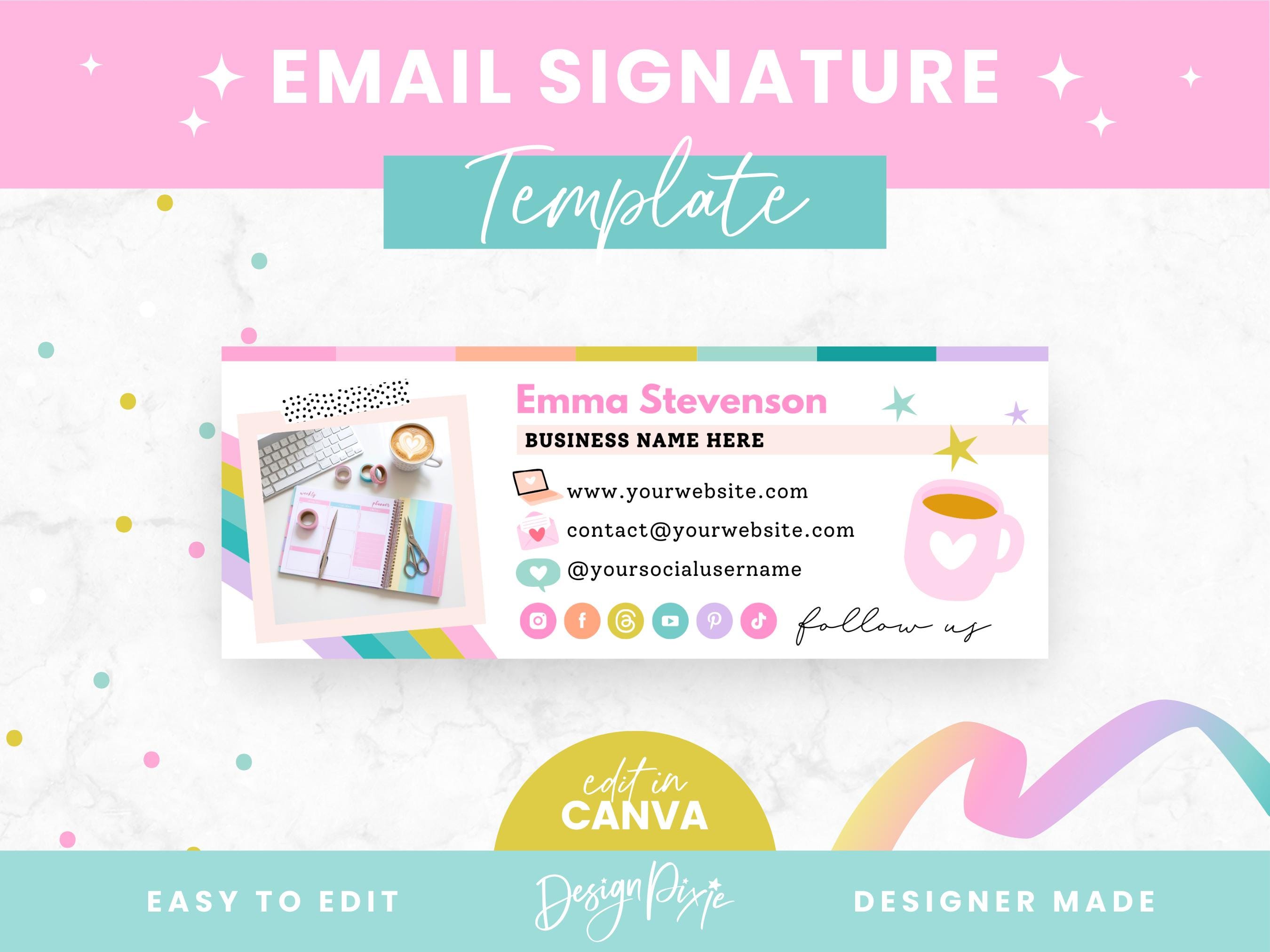 Bright Email Signature Template Canva - Craft Small Business Email ...