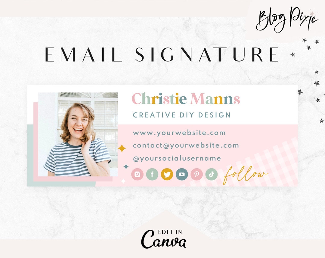 Email Signature Template Canva Pastel Rainbow Colorful Branding ...