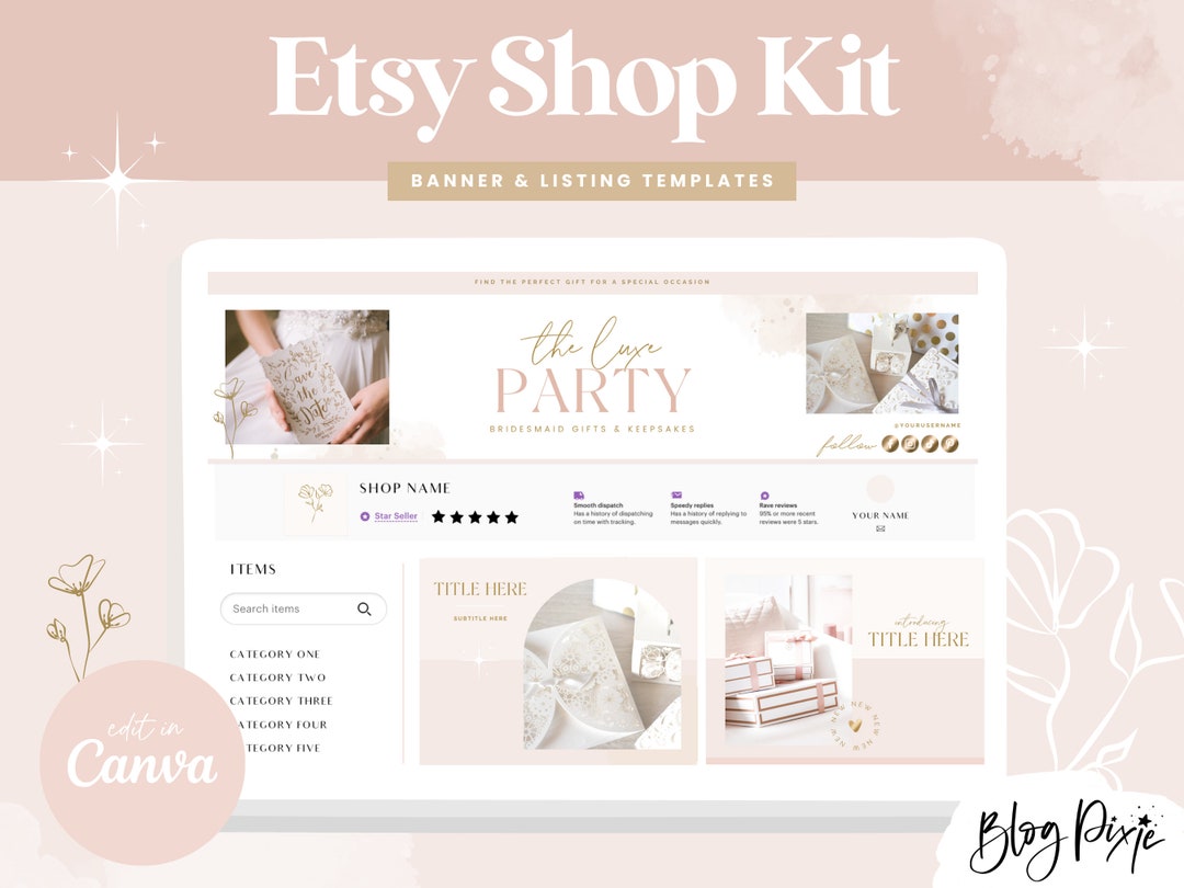 Etsy Shop Banner Template Canva Etsy Shop Kit Canva Templates Etsy ...