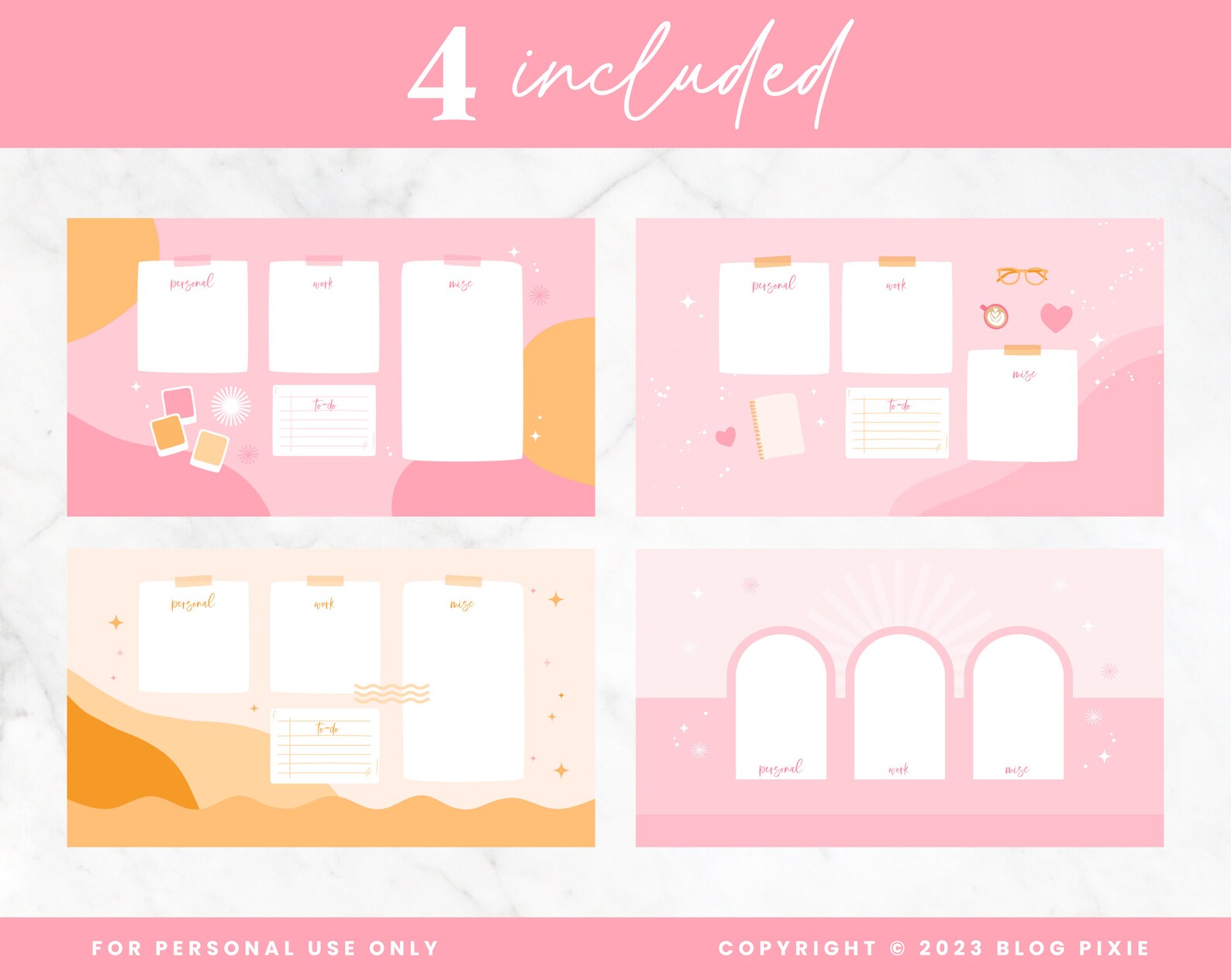 Desktop Organizer Wallpaper Pink Desktop Background Cute - Etsy