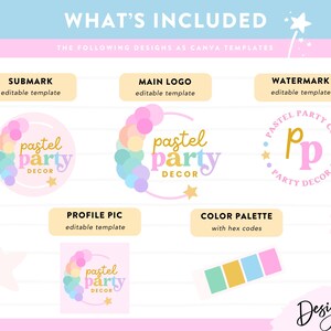 Pastel Balloon Logo Template for Canva - Editable Balloon Arch Logo for ...