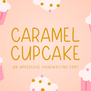 Handwriting Font All Caps - Caramel Cupcake Font - Planner Fonts for ...