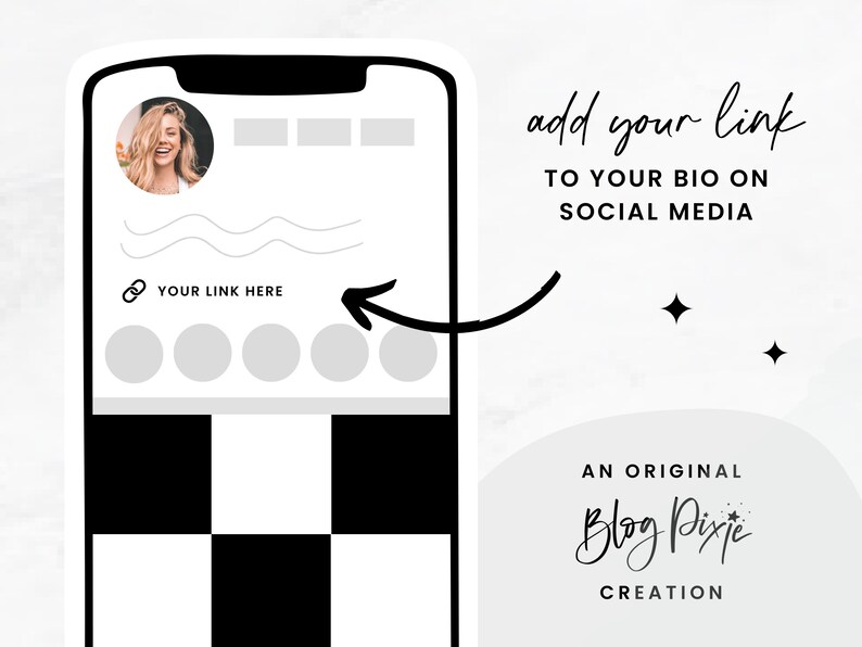 Link in Bio Template Canva - Black and White Links Website - Instagram ...