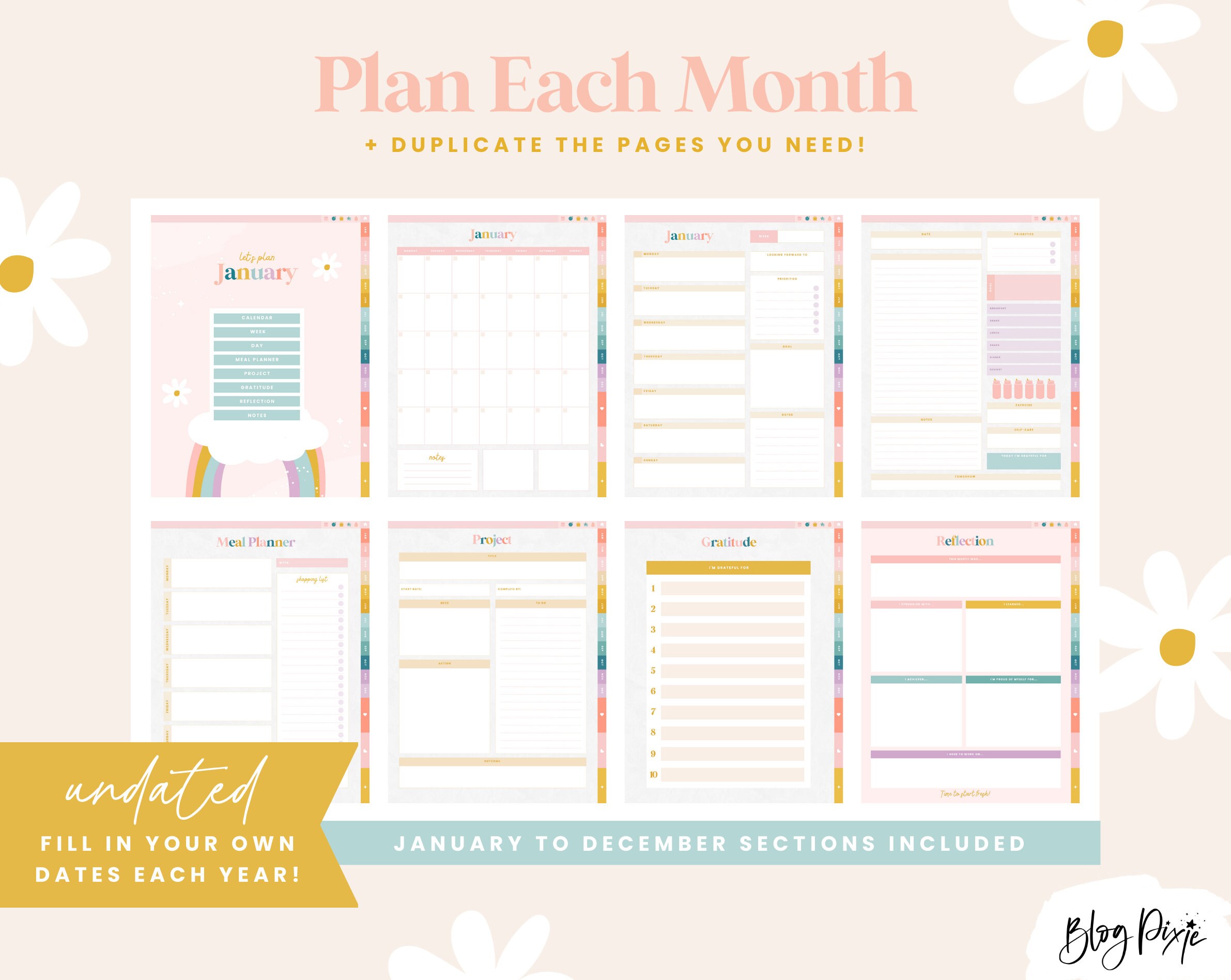Digital Planner 2026 - Undated Goodnotes Planner - Digital Stickers ...