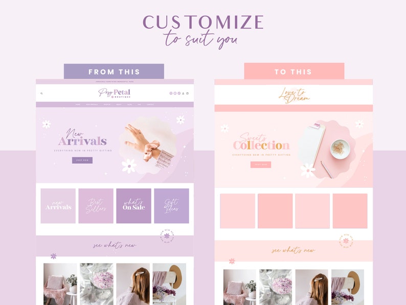 Purple Shopify Theme Fashion Online Boutique Shopify - Etsy