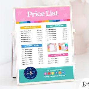 Colorful Price List Template - Canva Pricing Guide for Creative ...