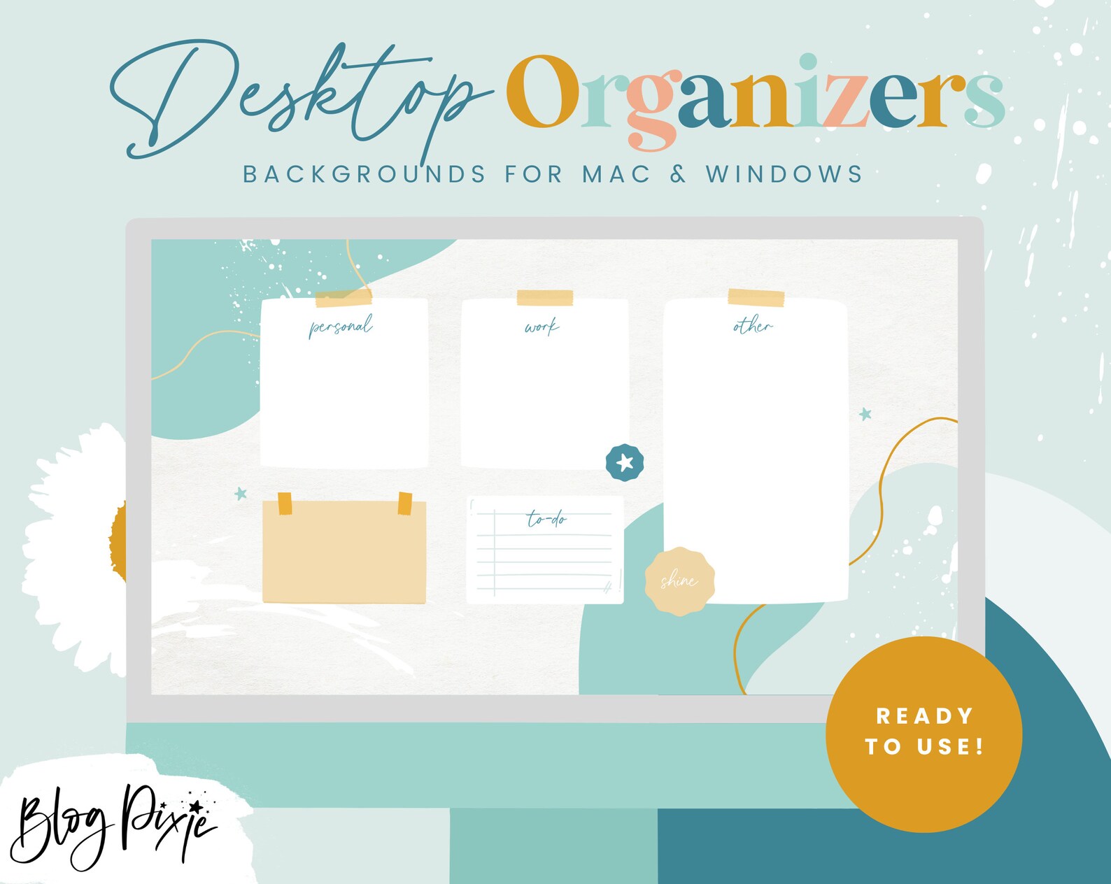 Desktop Organizer Blue Wallpaper Background Aesthetic - Etsy