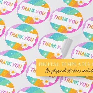 Rainbow Thank You Stickers Canva - Sticker Templates - Packaging ...