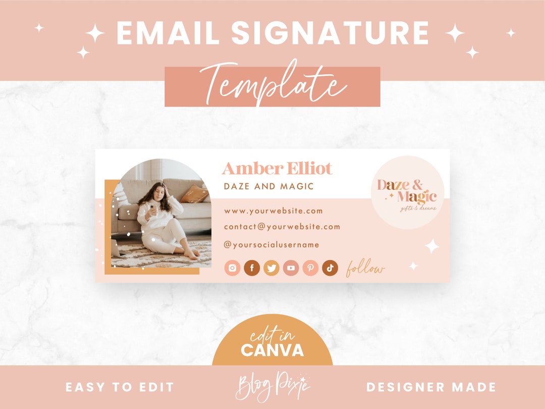 Email Signature Template Canva - Boho Business Email Signature Design ...
