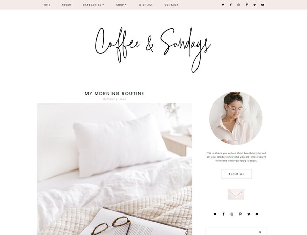 Sophie Responsive Blogger Template, Feminine Premium Blogger Theme With ...