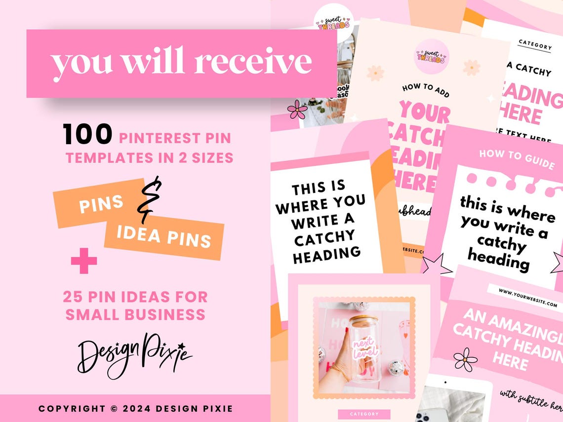 Hot Pink Pinterest Templates Canva - Pinterest Pins - Idea Pin Bundle ...