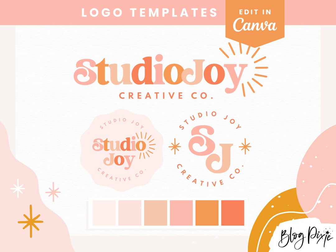 Retro Logo Design Template Canva Editable Logo for Small - Etsy