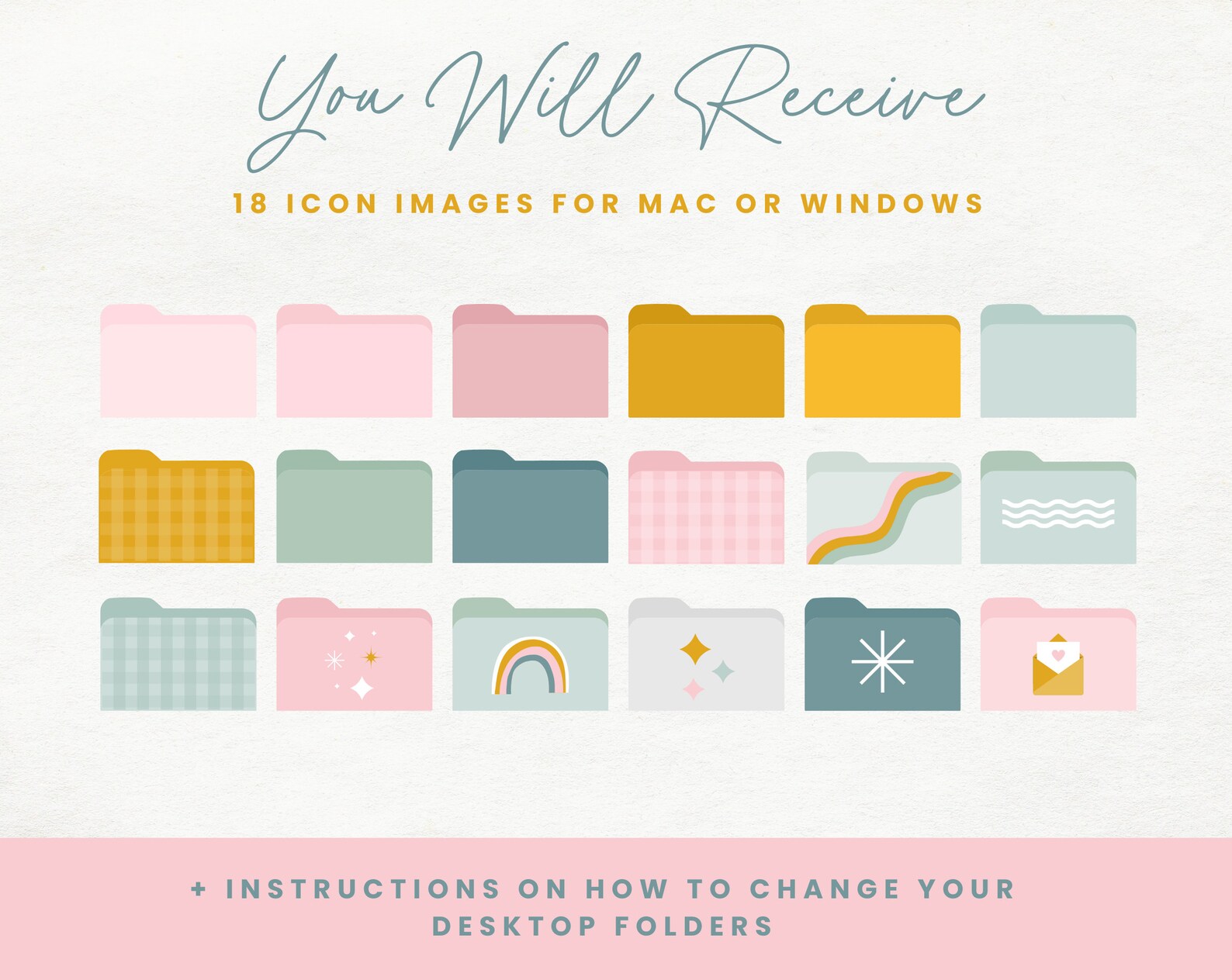 Desktop Folder Icons Pastel Rainbow - Cute Aesthetic Mac Desktop - PC ...
