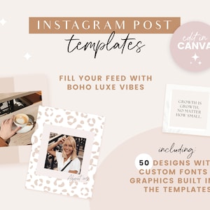 Neutral Instagram Post Templates Canva - Boho Quotes Instagram ...