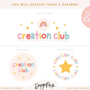 Fun Editable Logo Design Canva - Small Business Logo Template - Rainbow ...
