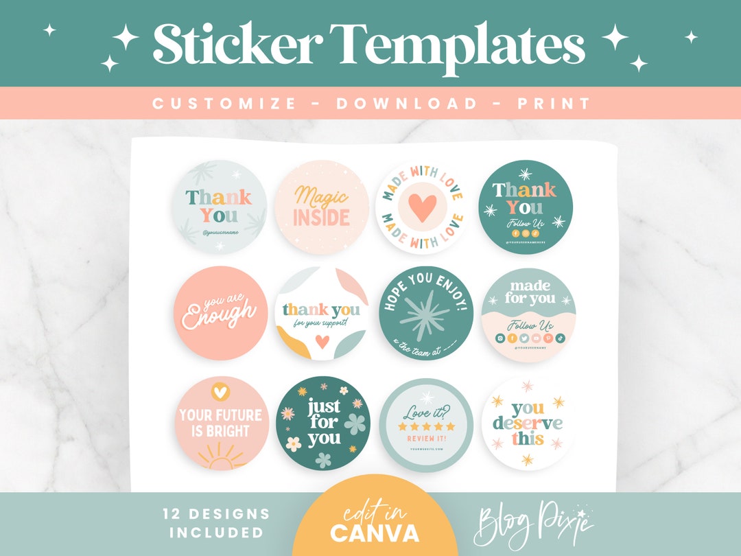 Packaging Sticker Template Canva Thank You Sticker Templates Education ...
