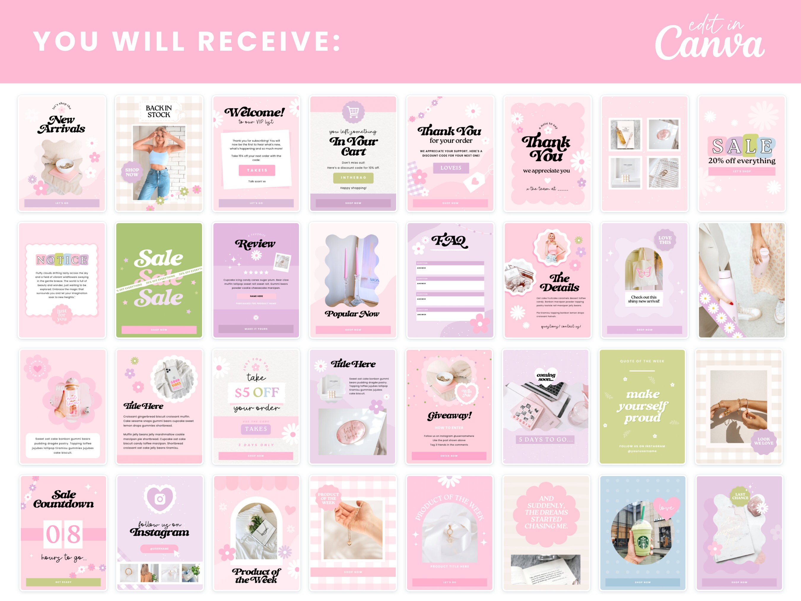 Pink Email Marketing Templates - Canva Newsletter Template - Pastel ...