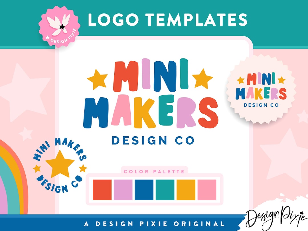 Fun Colorful Logo Design Template Canva - Bright Rainbow Kids Logo ...