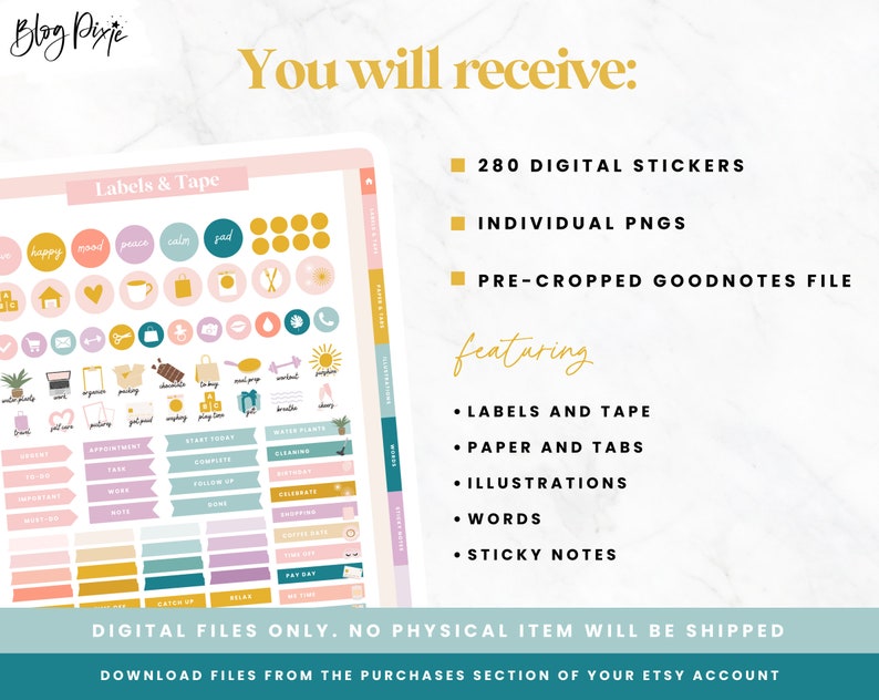 Digital Stickers Cute - Goodnotes Planner Stickers Pack - Self Care ...