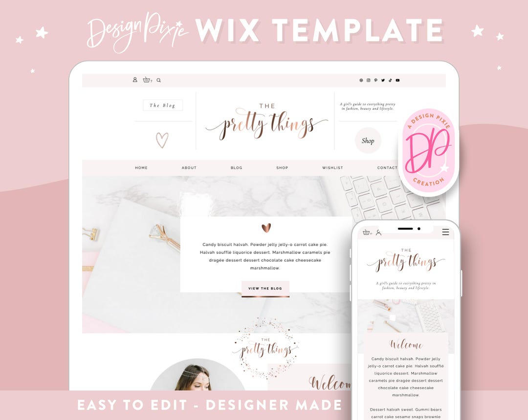 WIX Template - Website Design - Pretty WIX Blog Theme - Feminine Wix ...